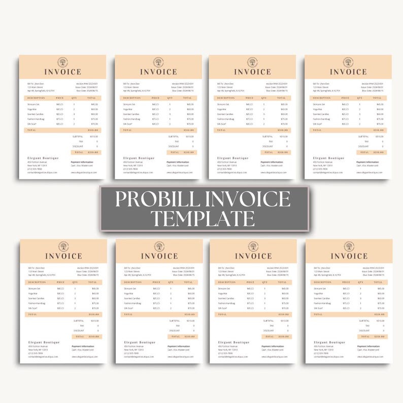 Probill Invoice Template, Professional Billing Form, Customizable ...