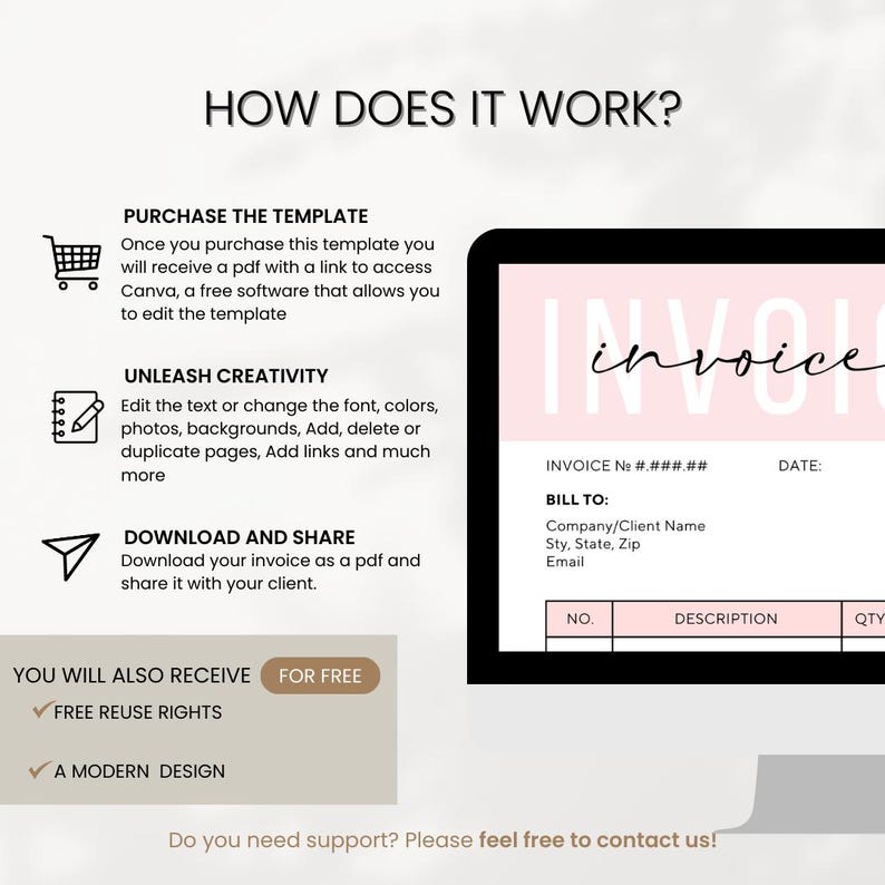 Small Business Invoice Template: Customizable Billing Form (canva ...
