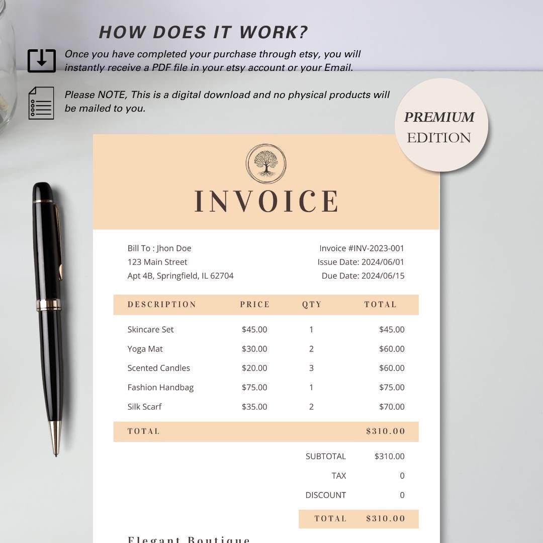 Probill Invoice Template, Professional Billing Form, Customizable ...