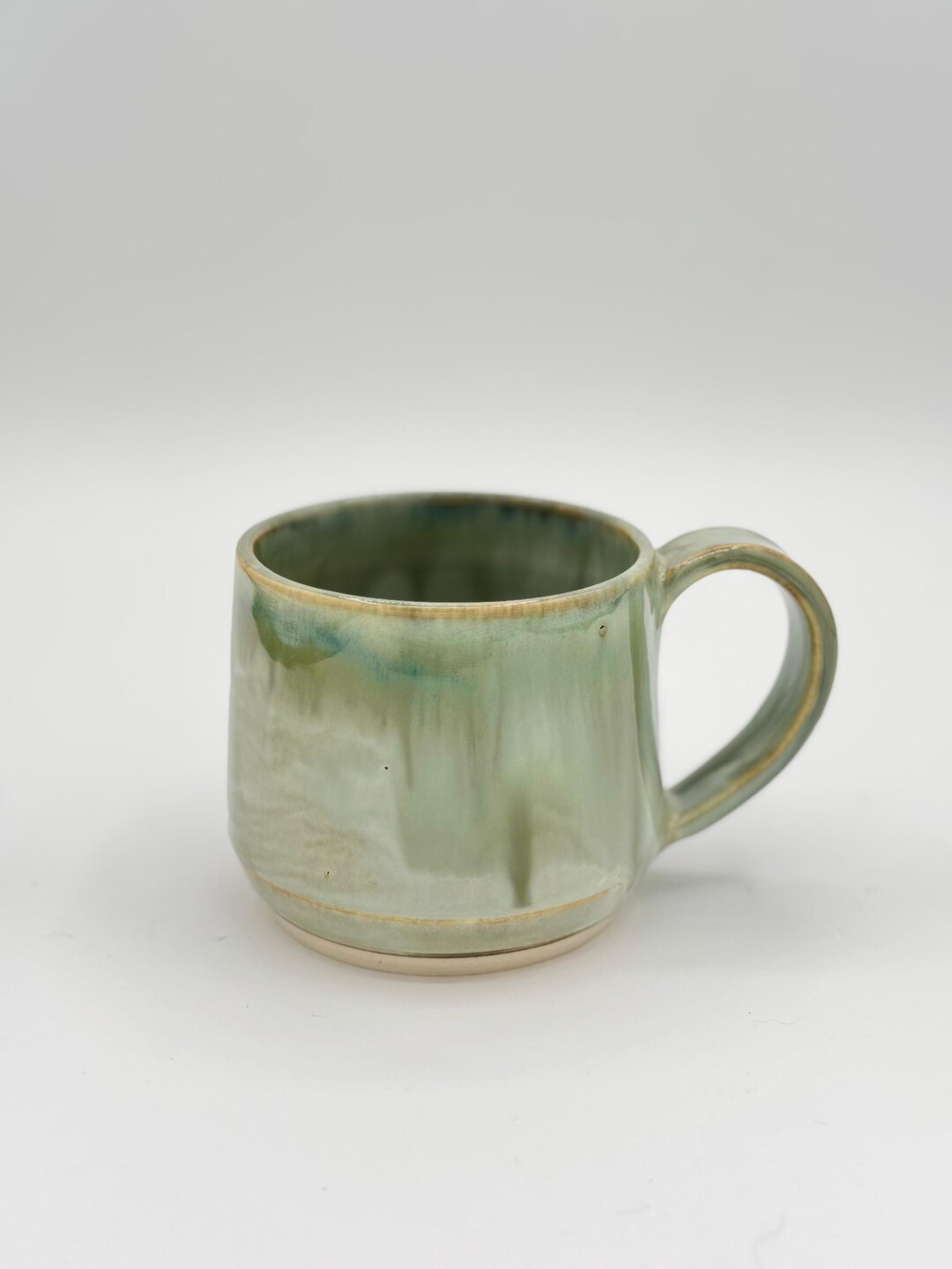 Handcrafted Moss Green Porcelain Coffee Mug: Pottery Gift - Etsy