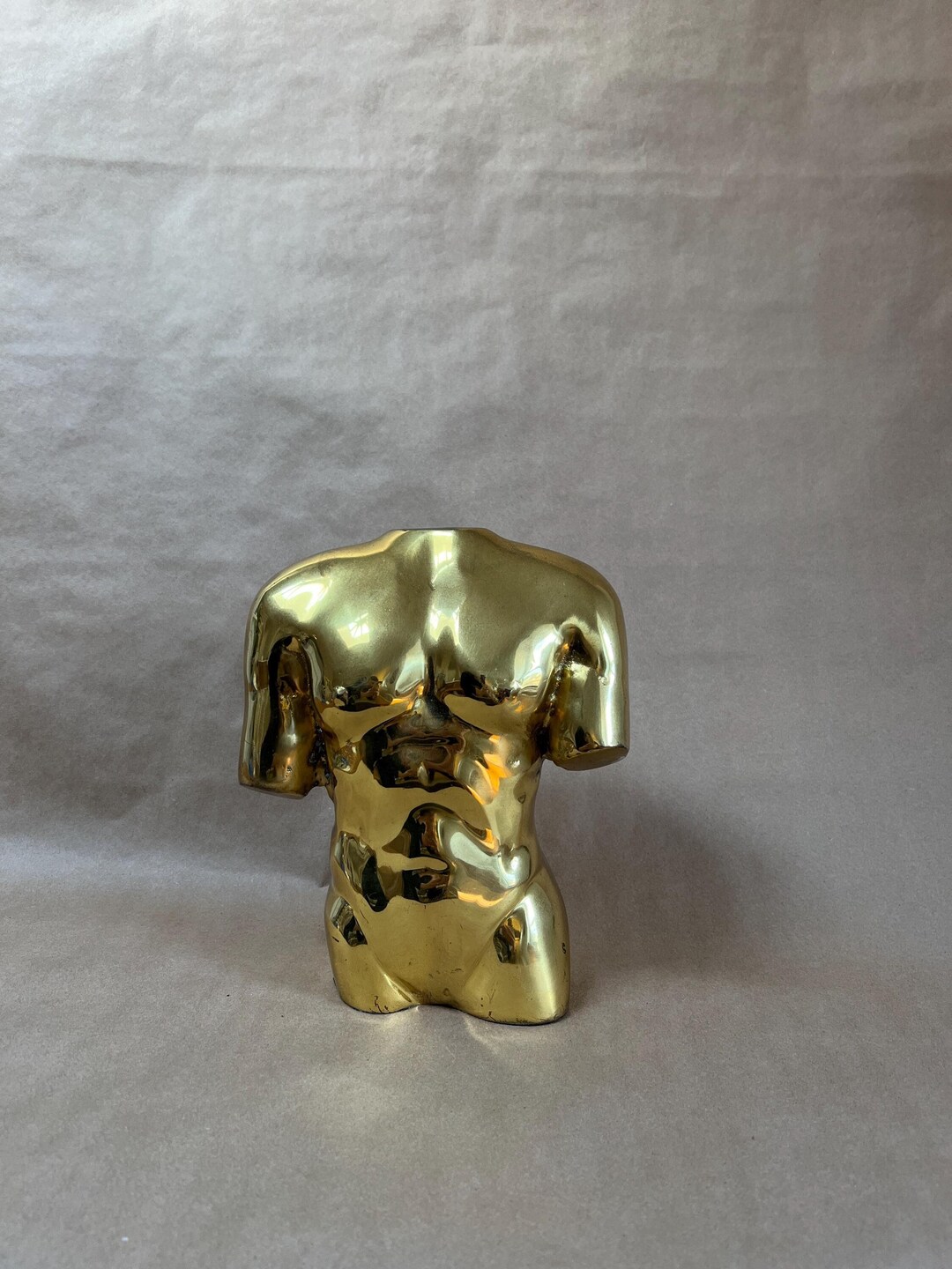 Large Vintage Brass Bust Sculpture, Male Torso Object, Modern Bust ...