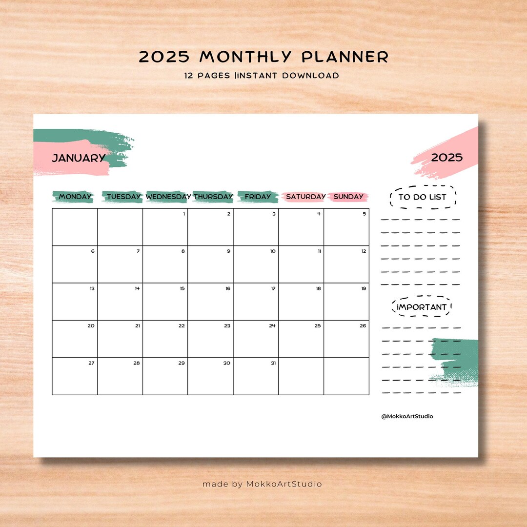 2025 Monthly Planner, Monthly Organizer, 2025 Calendar, A4/letter ...