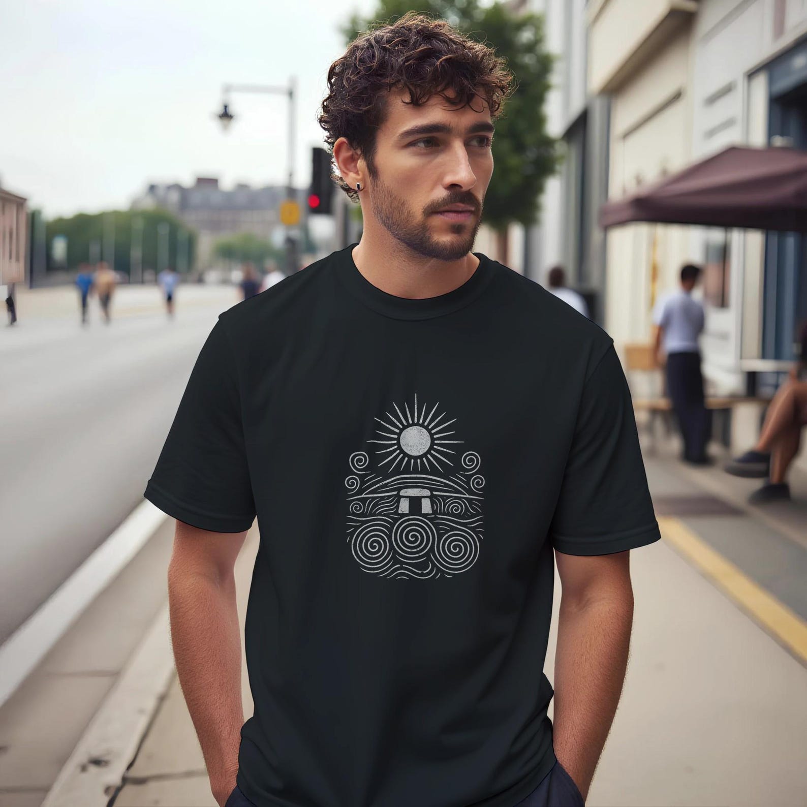 Newgrange Solstice Shirt - Celtic Spiral Art T-shirt - Ancient Ireland ...