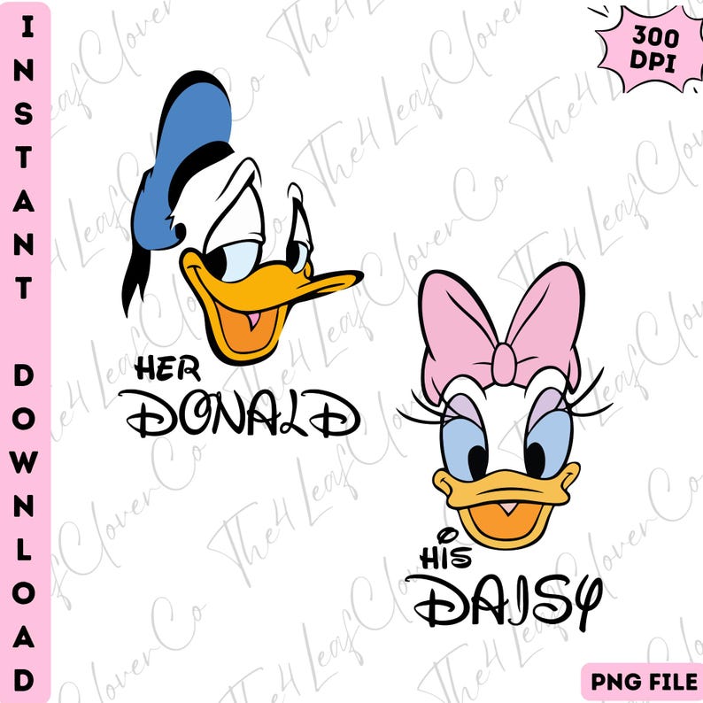 Her Donald and His Daisy Duck Png, Funny Partner Png, Couple T Shirt ...
