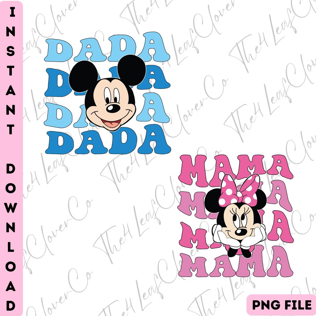 Mickey Mouse Dad and Mom Png, Minnie Mom Png, Dada and Mama Png, Bundle ...