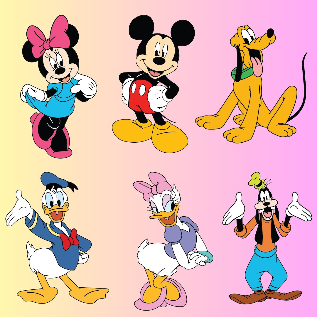 Mickey Pluto Goofy Daisy Donald Minnie Character Png, Mickey and ...
