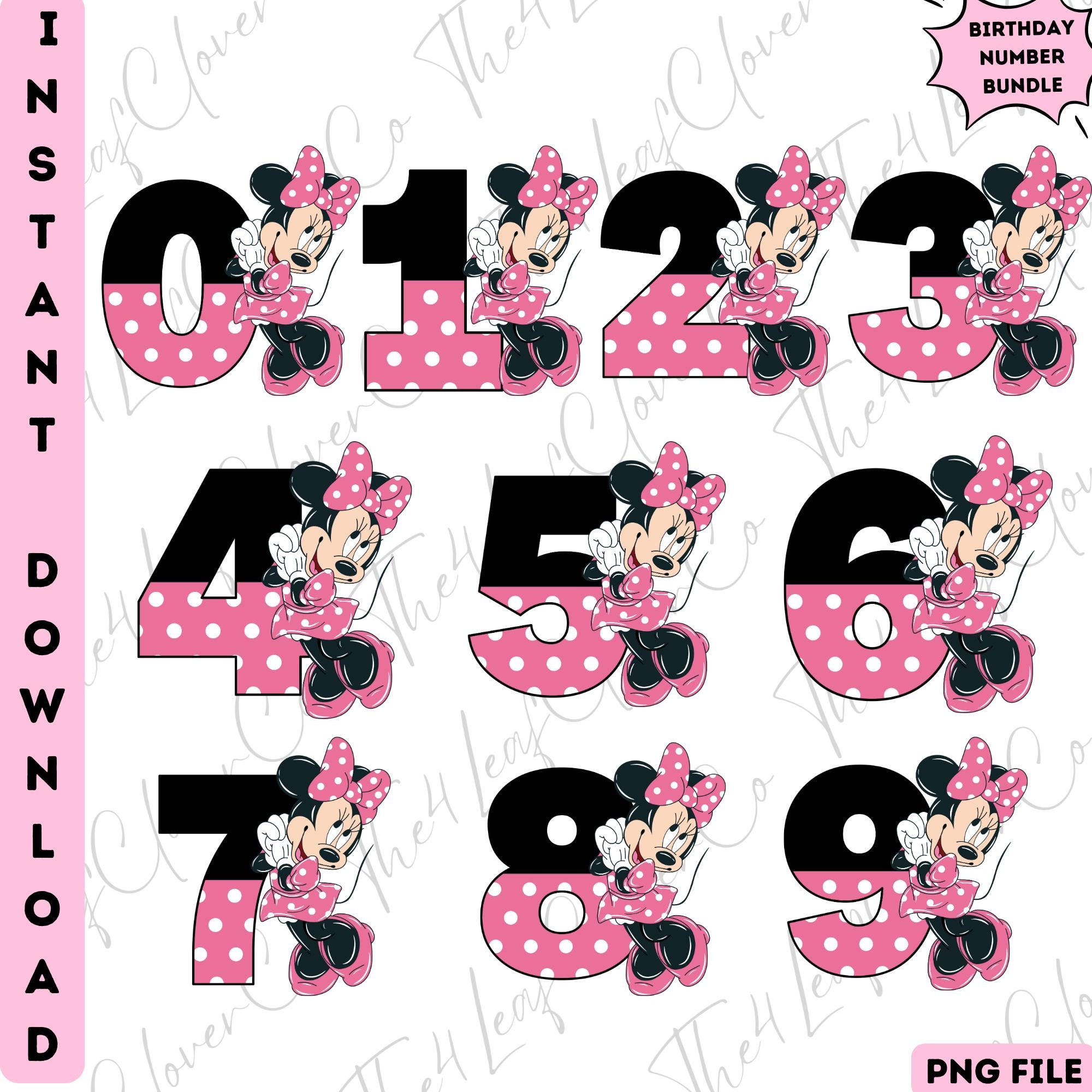 Minnie Mouse Numbers PNG Bundle, Minnie Birthday Girl Family Png ...