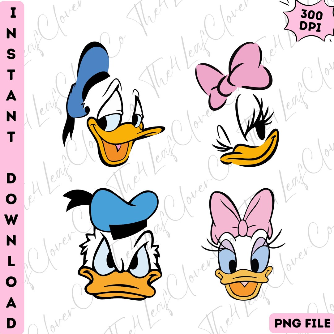 Disney Daisy Duck and Donald Duck Big Face Png, Donald and Daisy Head ...