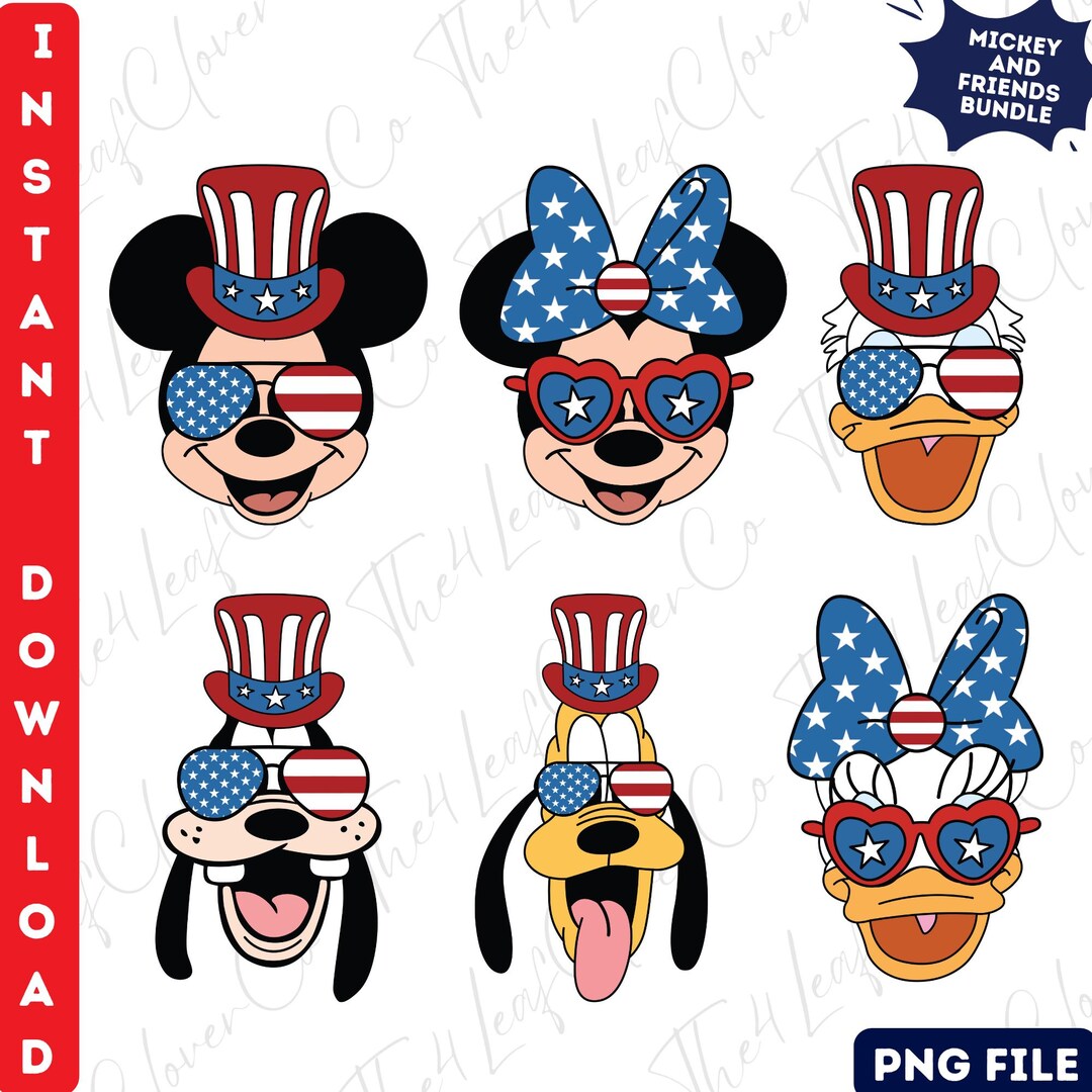 4th of July Mickey and Friends PNG Bundle, Independence Day Png, Disney ...