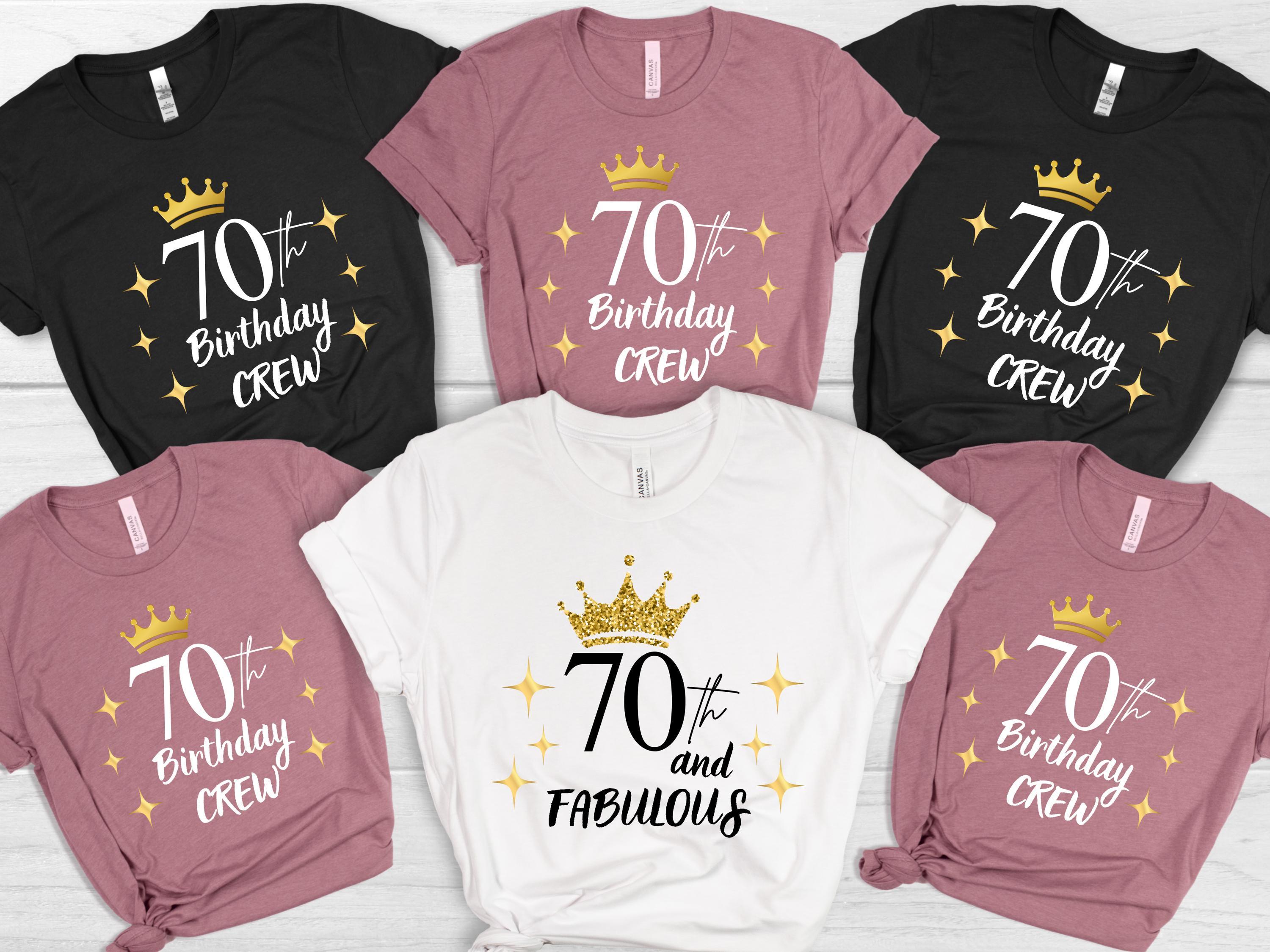 70th Birthday Crew T-shirt, Custom Family Matching Bday Party Shirts - Etsy