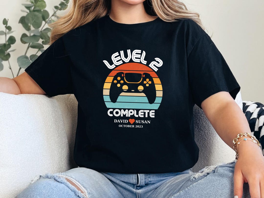 Custom 2nd Anniversary Gamer Shirt: Level 2 Complete Tee, Matching ...