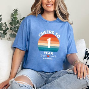 1st Anniversary Gift, Custom Cheers to 1 Year Shirts, Retro Video Game ...