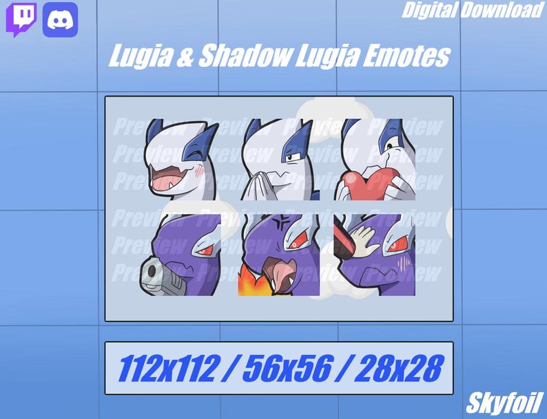 Shadow Lugia Pokemon Emotes for Discord Emotes for Twitch Streamer ...