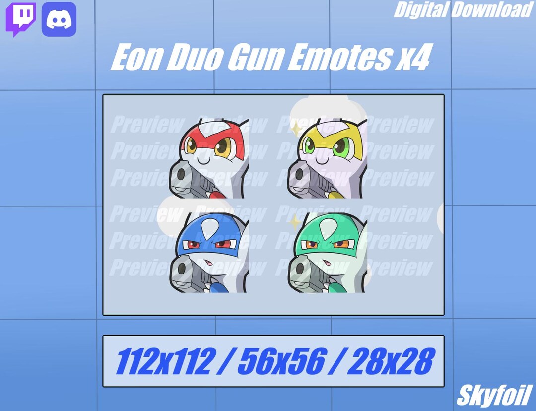 Pokemon Latias Latios Gun Emotes for Discord Emotes for Twitch Streamer ...