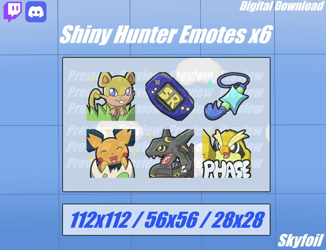 Shiny Pokemon Emotes for Discord Emotes for Twitch Streamer Emotes ...