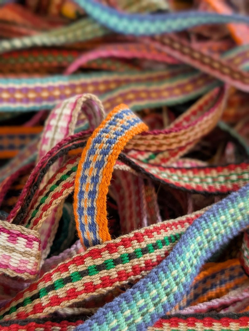 Viking Medieval LARP Folk Hand-woven Inkle Loom Braid Cotton Belt With ...