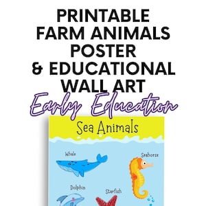 Sea Animals Educational Poster for Kids Ocean-themed Learning Wall Art ...