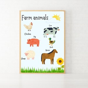 Farm Animals Learning Poster | Printable Educational Chart for Kids ...
