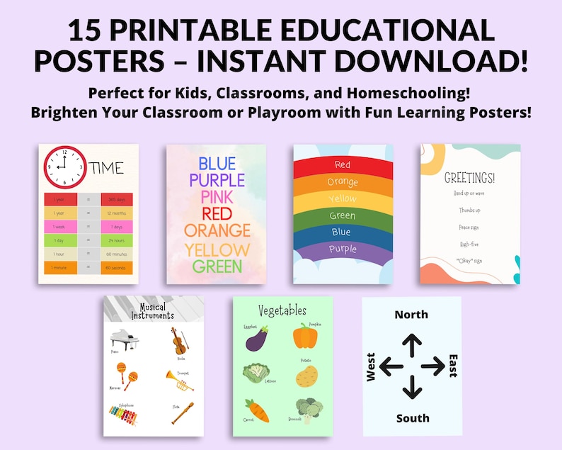 15 Printable Educational Posters for Kids, Digital Learning Tools for ...