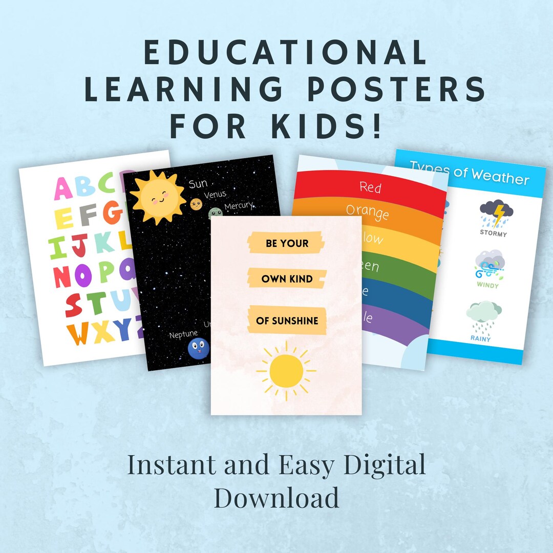 Educational Posters Set for Kids | Printable Learning Wall Art ...