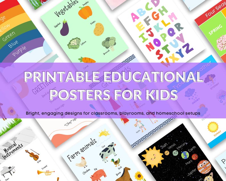 15 Printable Educational Posters for Kids, Digital Learning Tools for ...