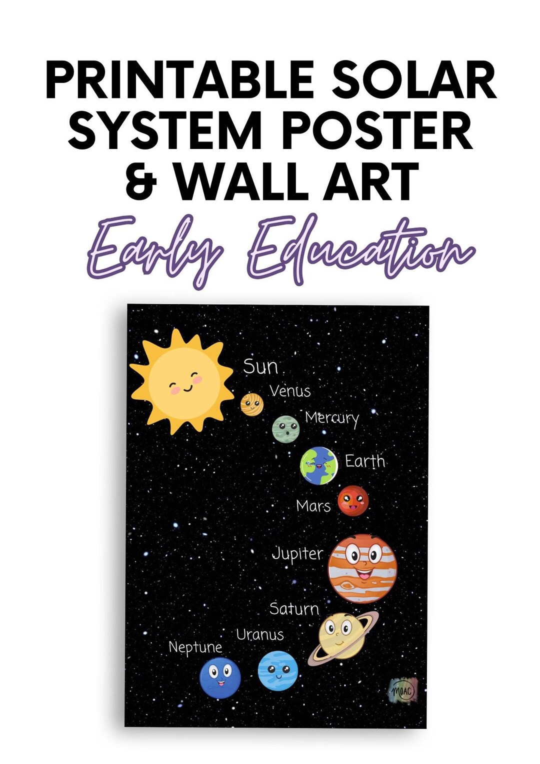 Solar System Educational Poster Space Classroom Wall Art Kids Digital ...