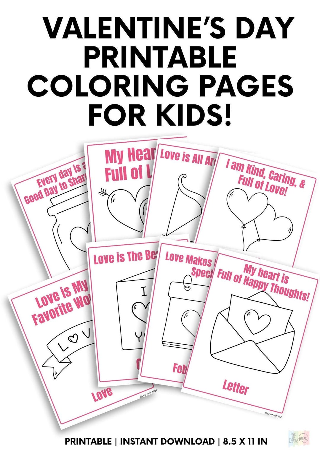 Printable Valentines Day Coloring Pages for Kids Digital Holiday ...