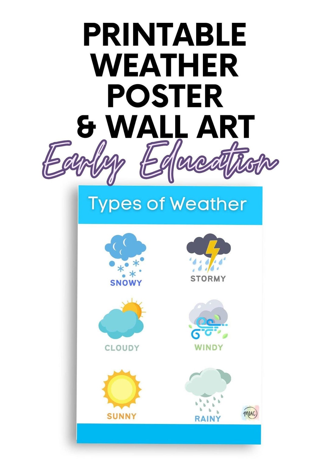 Weather Educational Poster for Kids Printable Classroom Wall Art for ...