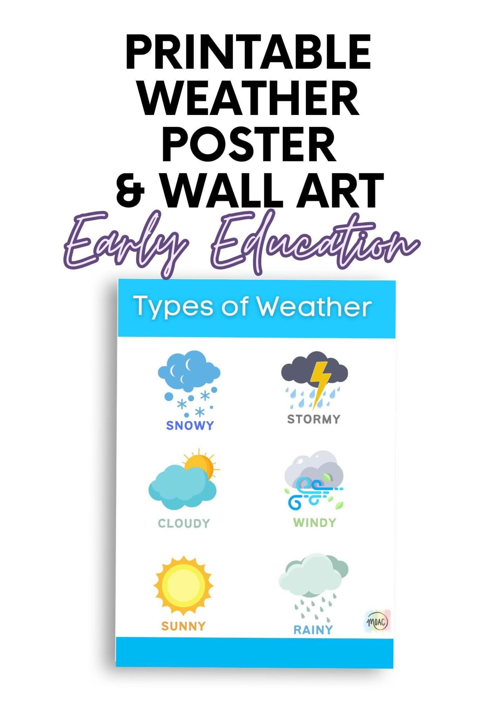 Weather Educational Poster for Kids Digital Classroom Decor Printable ...