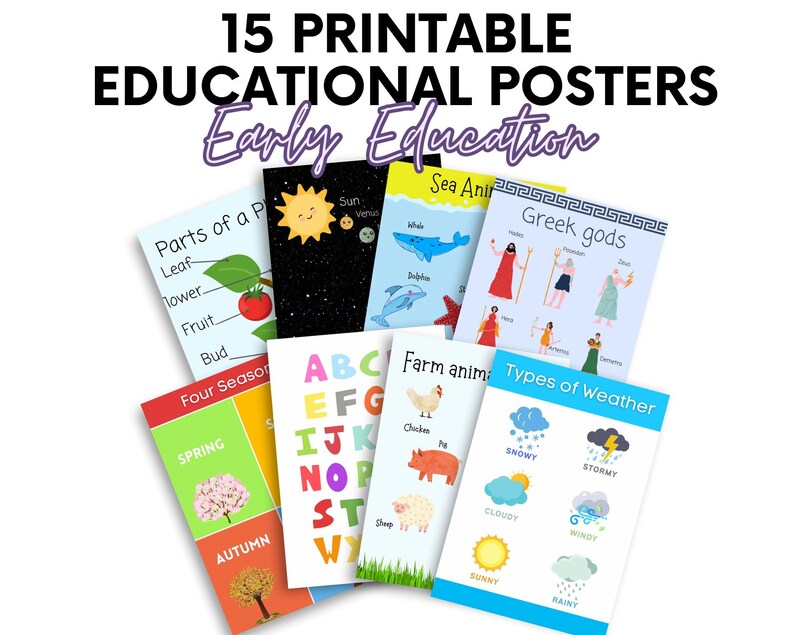 15 Printable Educational Posters for Kids, Digital Learning Tools for ...