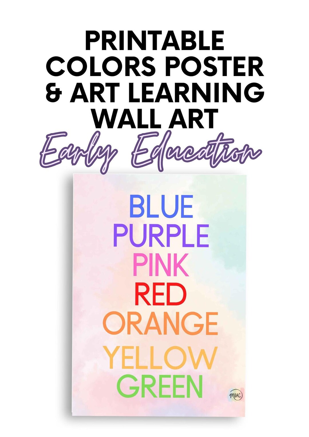 Printable Color Names Poster for Kids Digital Educational Wall Art for ...