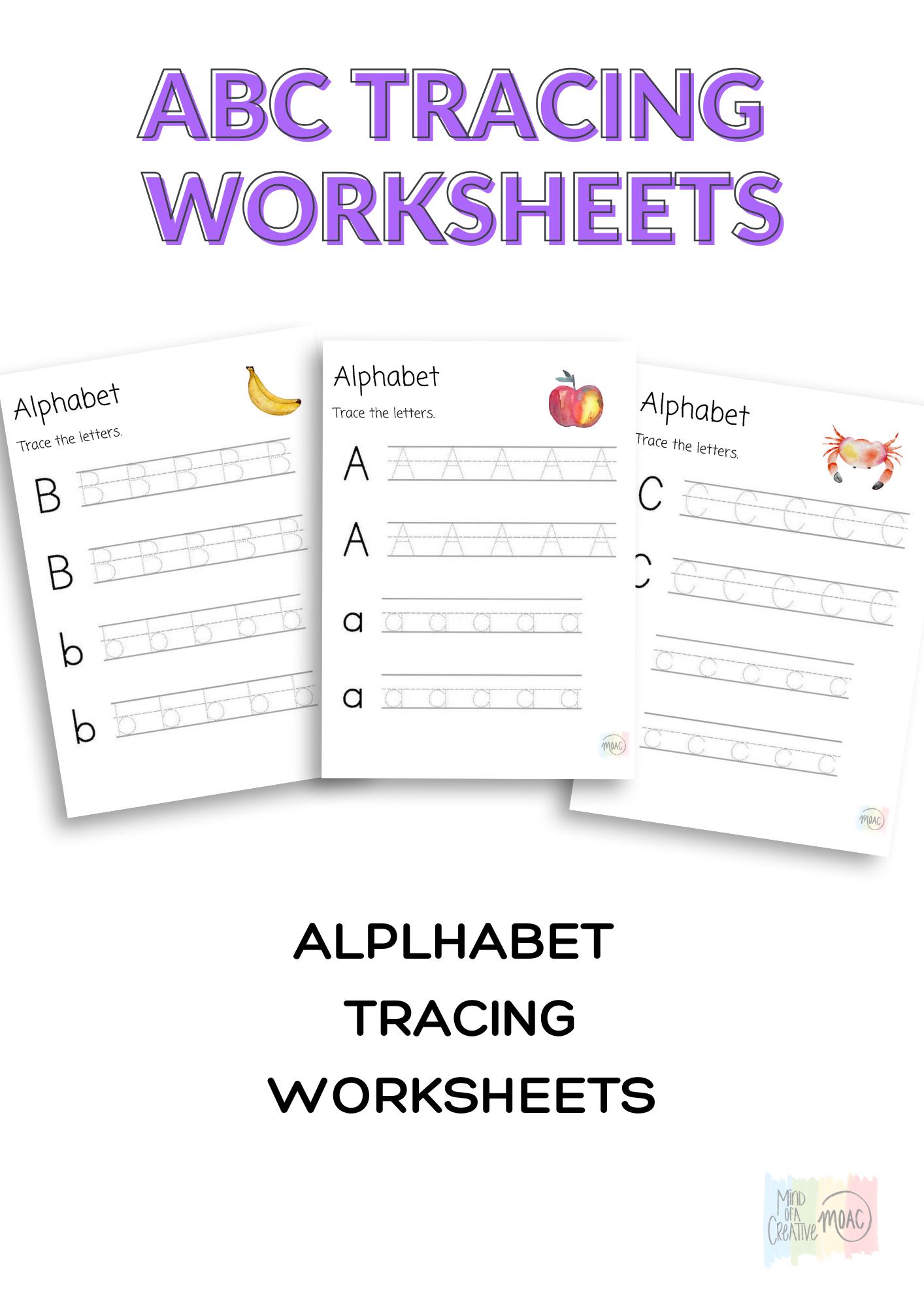 ABC Tracing Worksheets for Kids Printable A to Z Letter Practice ...