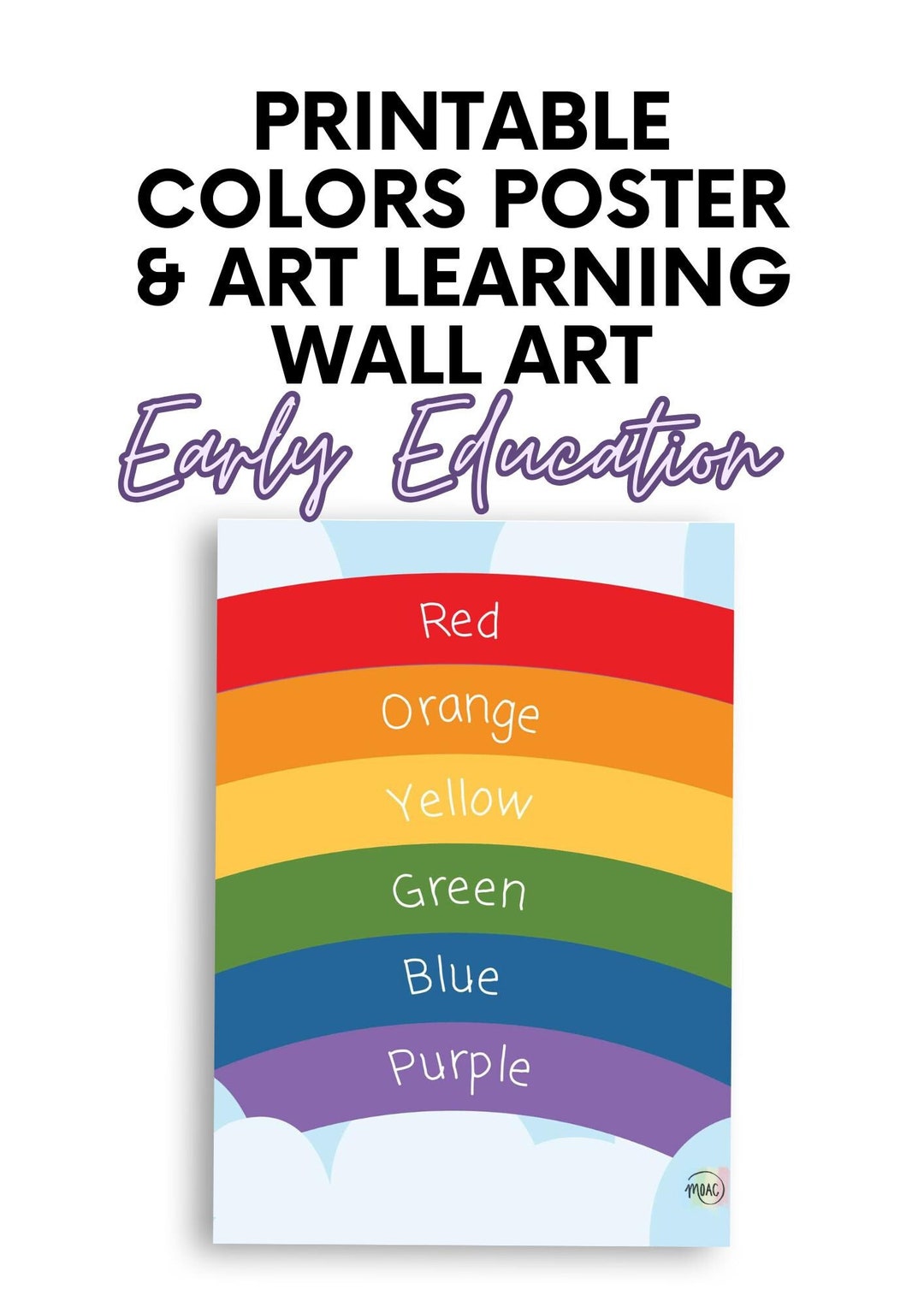 Printable Rainbow Colors Educational Poster for Kids Digital Color ...