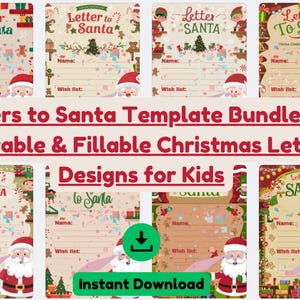 Letters to Santa Template Bundle 10 Printable & Fillable Christmas ...