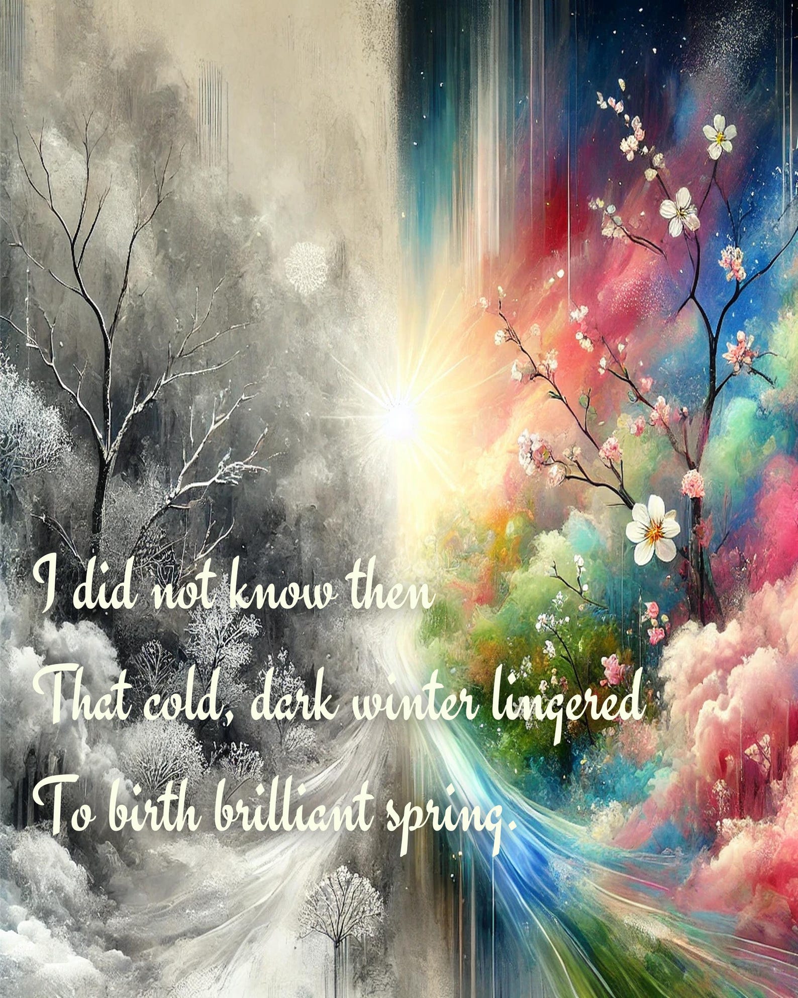 Winter to Spring Haiku Art Print - Inspirational Abstract Nature ...