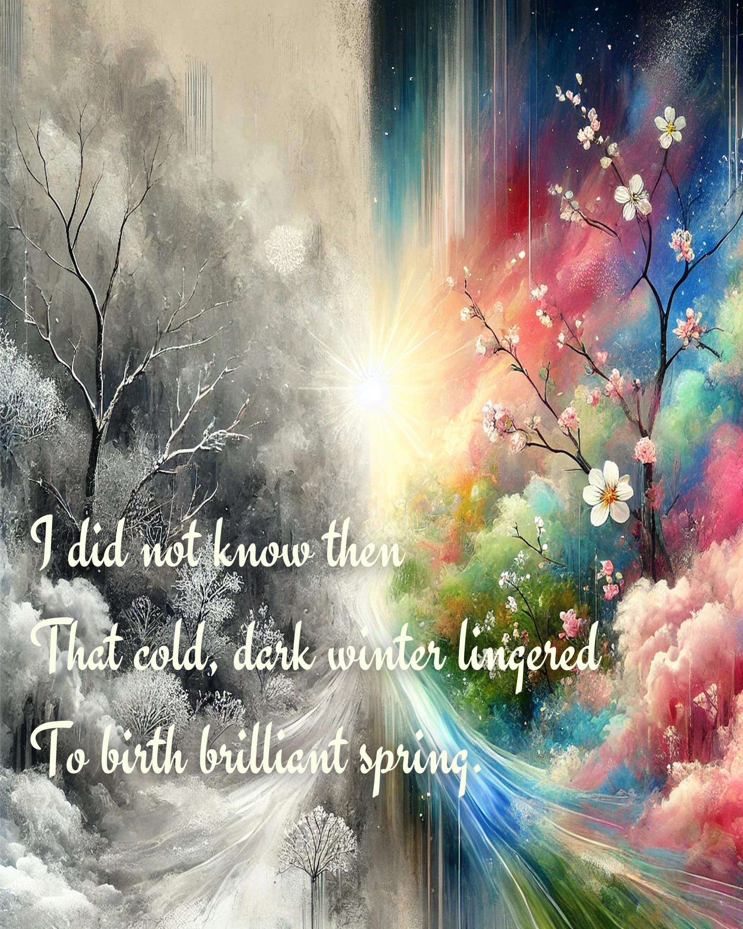 Winter to Spring Haiku Art Print - Inspirational Abstract Nature ...