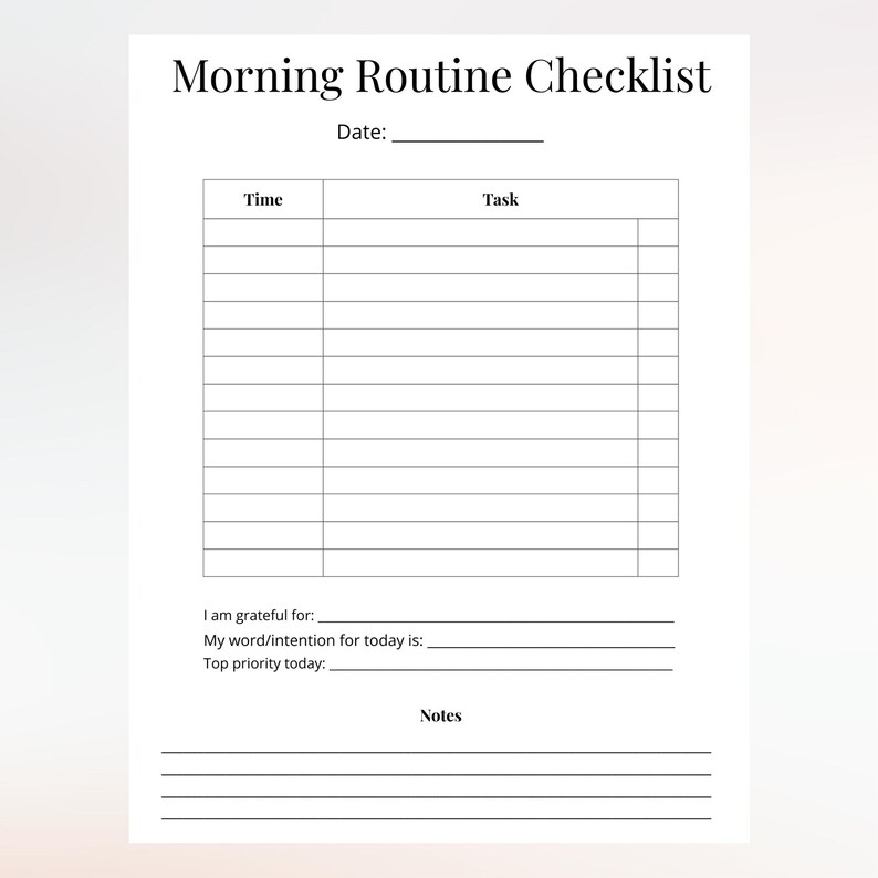 Morning Routine Checklist | Printable & Digital Planner | Fillable PDF ...