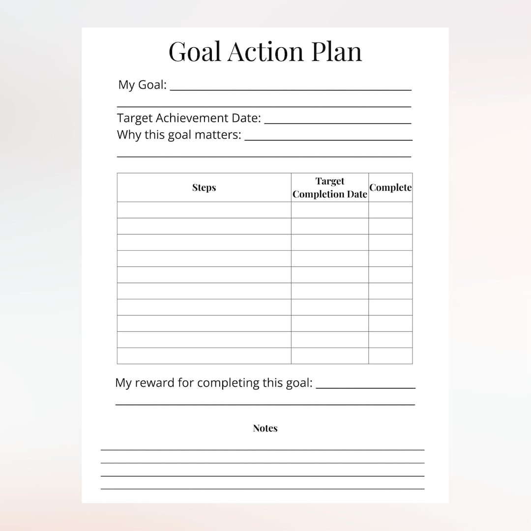 Goal Action Plan Template | Goal Setting & Planning Worksheet ...
