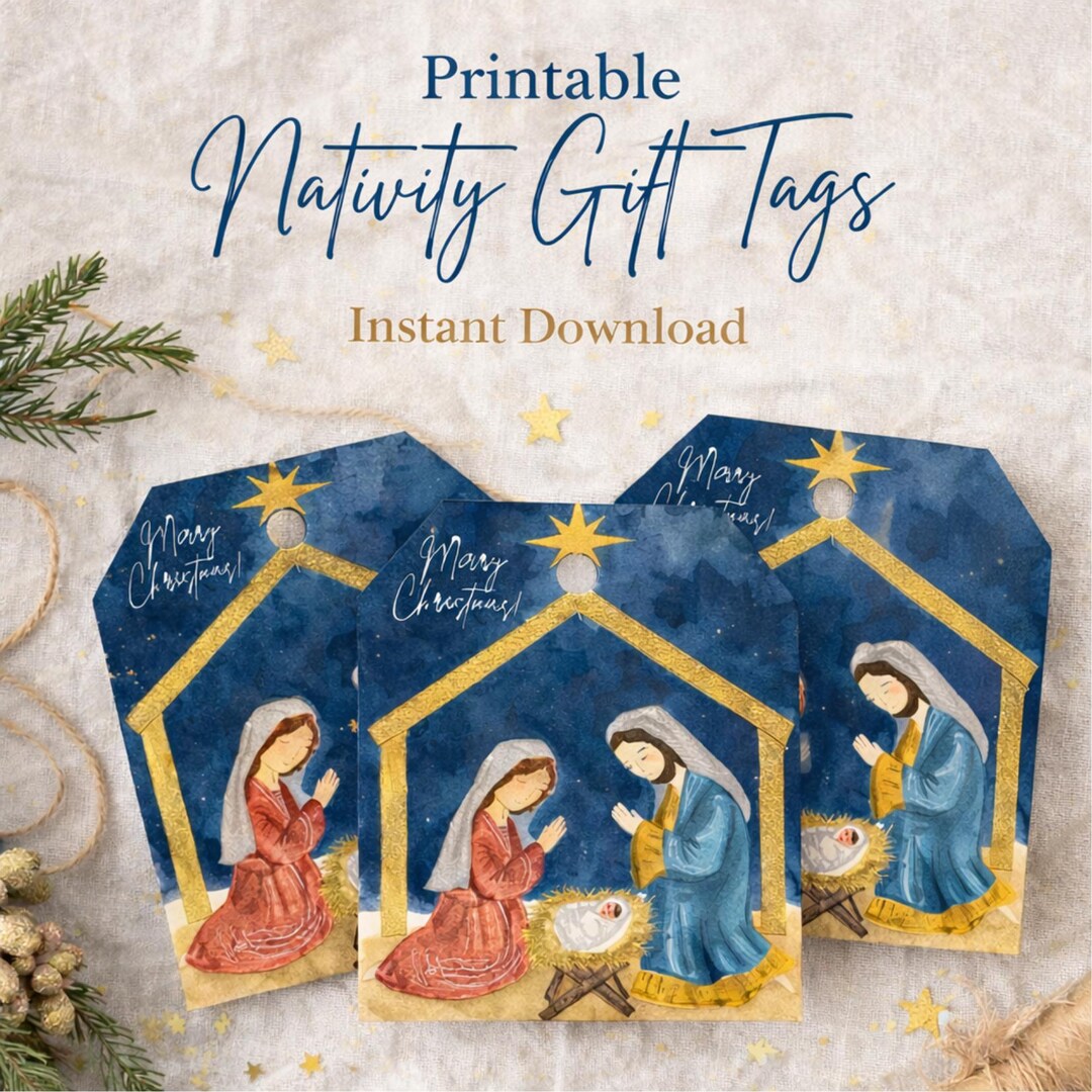 Printable Nativity Gift Tags | Religious Christmas Gift Tags | Holy ...
