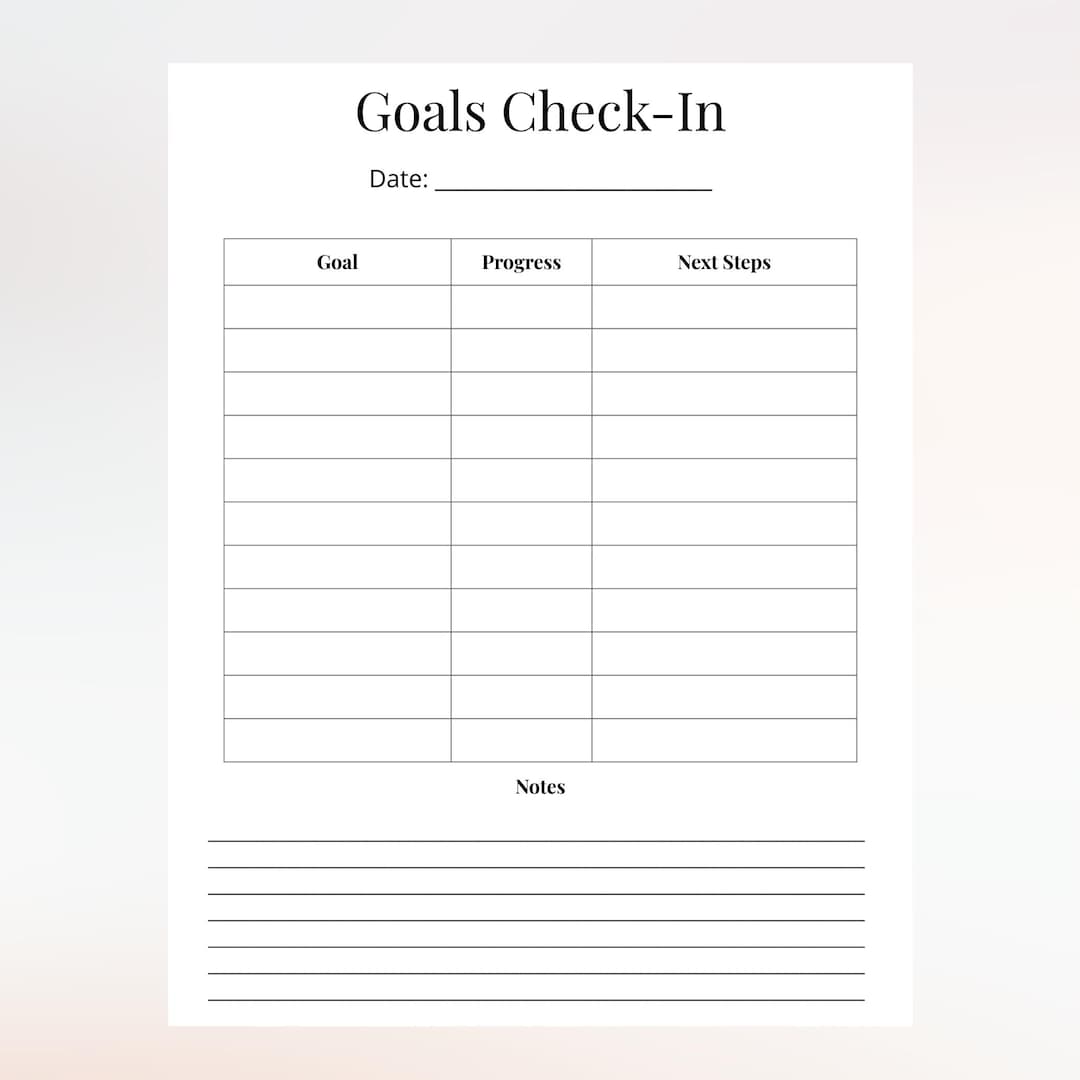 Goals Check-in Template | Goal Tracking Worksheet | Printable & Digital ...