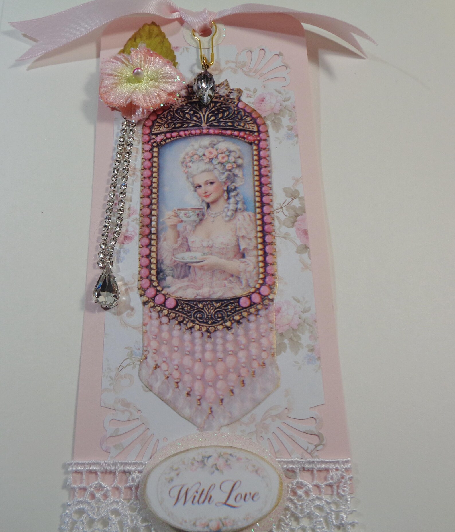 Hand Embellished Marie Antoinette Shrine Tag – Jeweled Pink Rococo ...