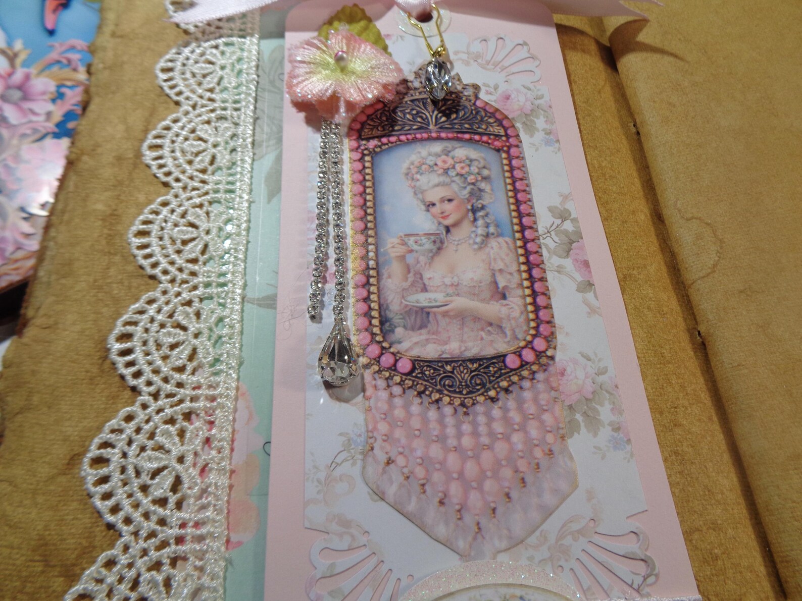 Hand Embellished Marie Antoinette Shrine Tag – Jeweled Pink Rococo ...
