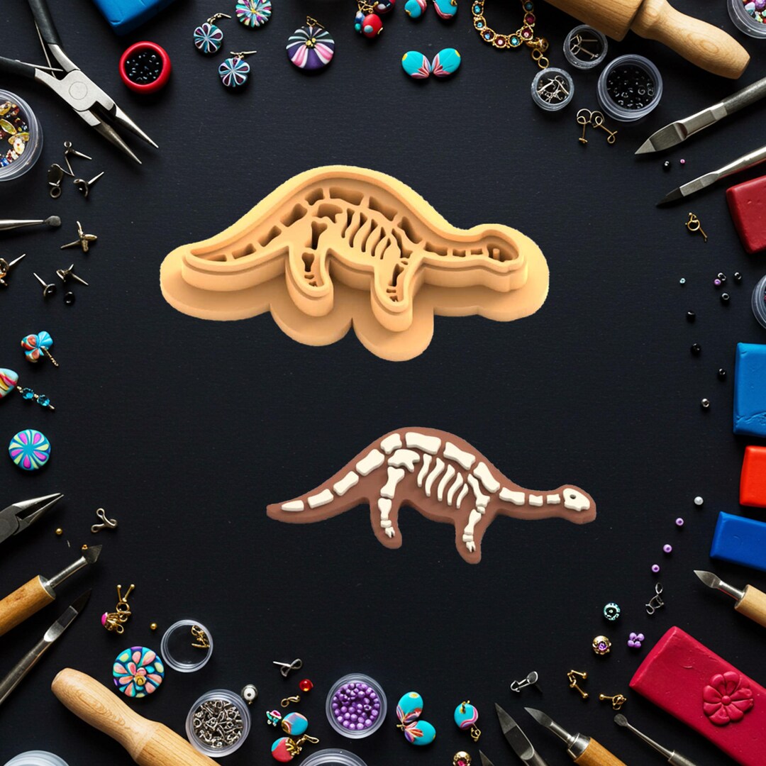 Diplodocus Dinosaur Skeleton Clay Cutter | Prehistoric Fossil Polymer ...