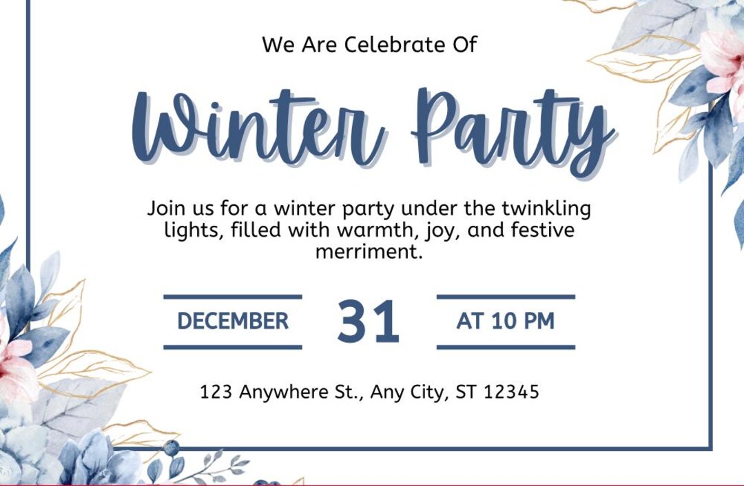 Editable Winter Party Invitation - Etsy