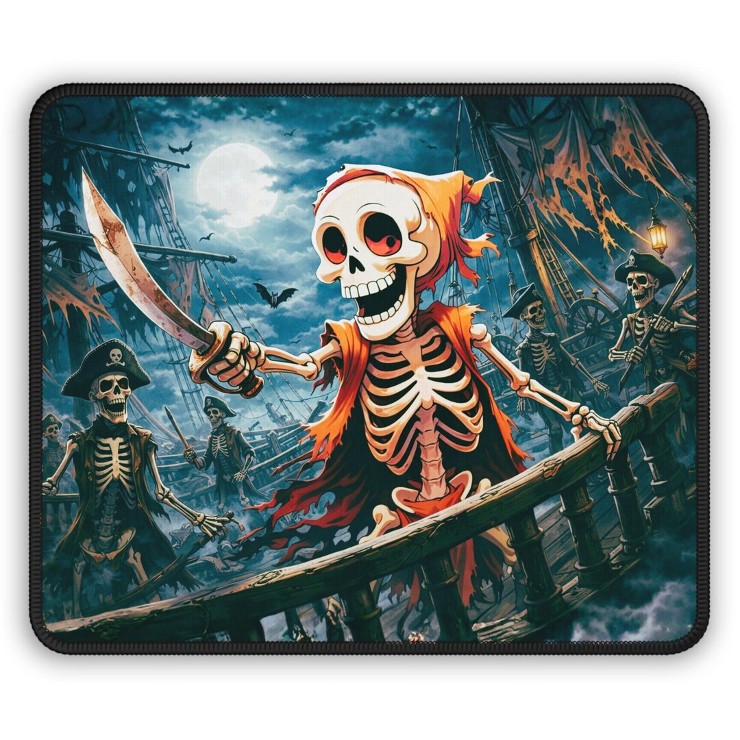 Skeleton Pirate Artwork Gaming Mouse Pad | Spooky Pirate Ship Scene - Etsy
