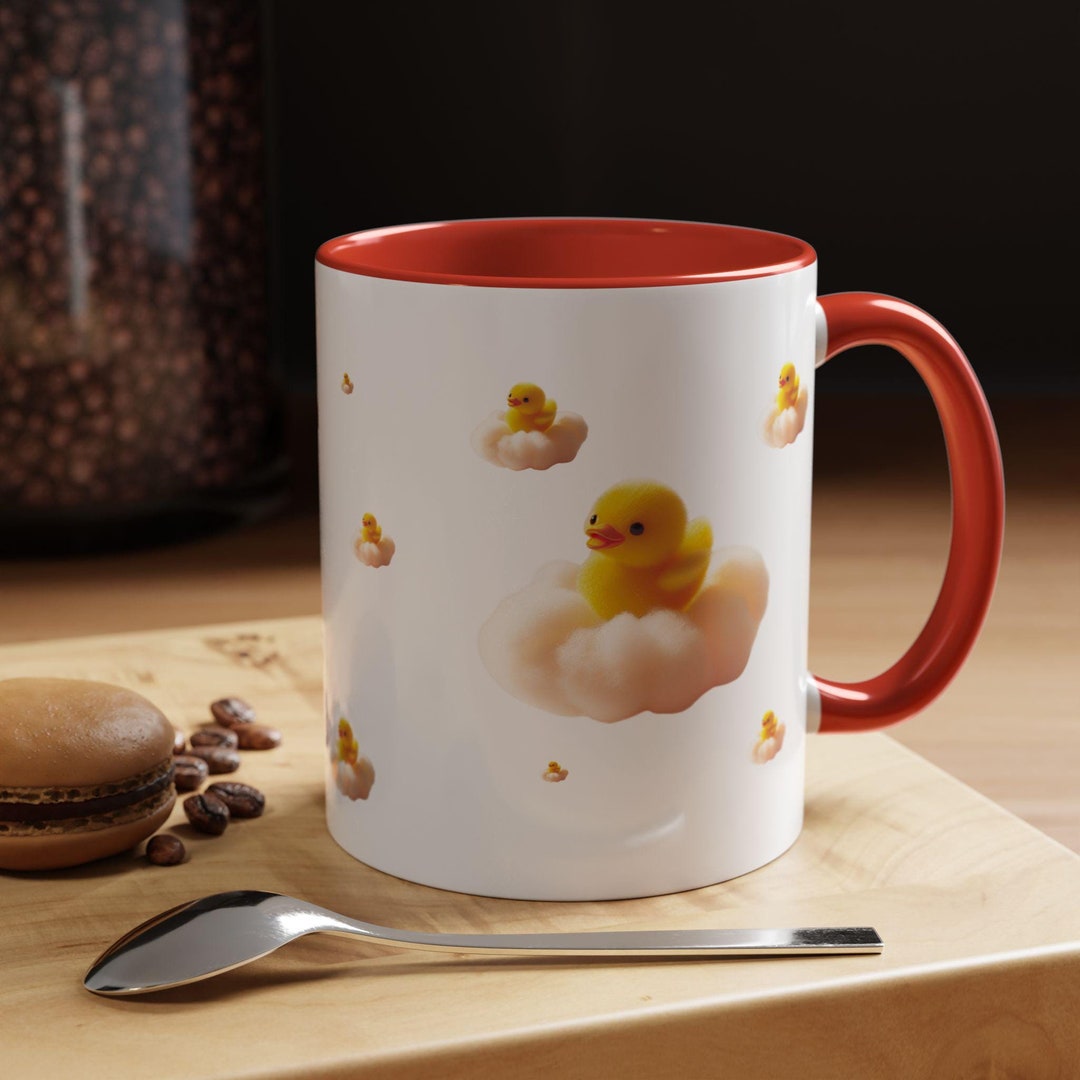 Mug, Cute Flying Ducky on a Cloud Design Gift for Duck Lovers, Adorable ...