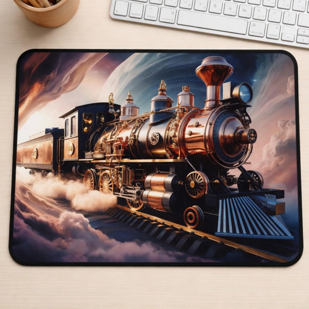 Steampunk Steam Train Mouse Pad: Gamer Desk Decor - Etsy