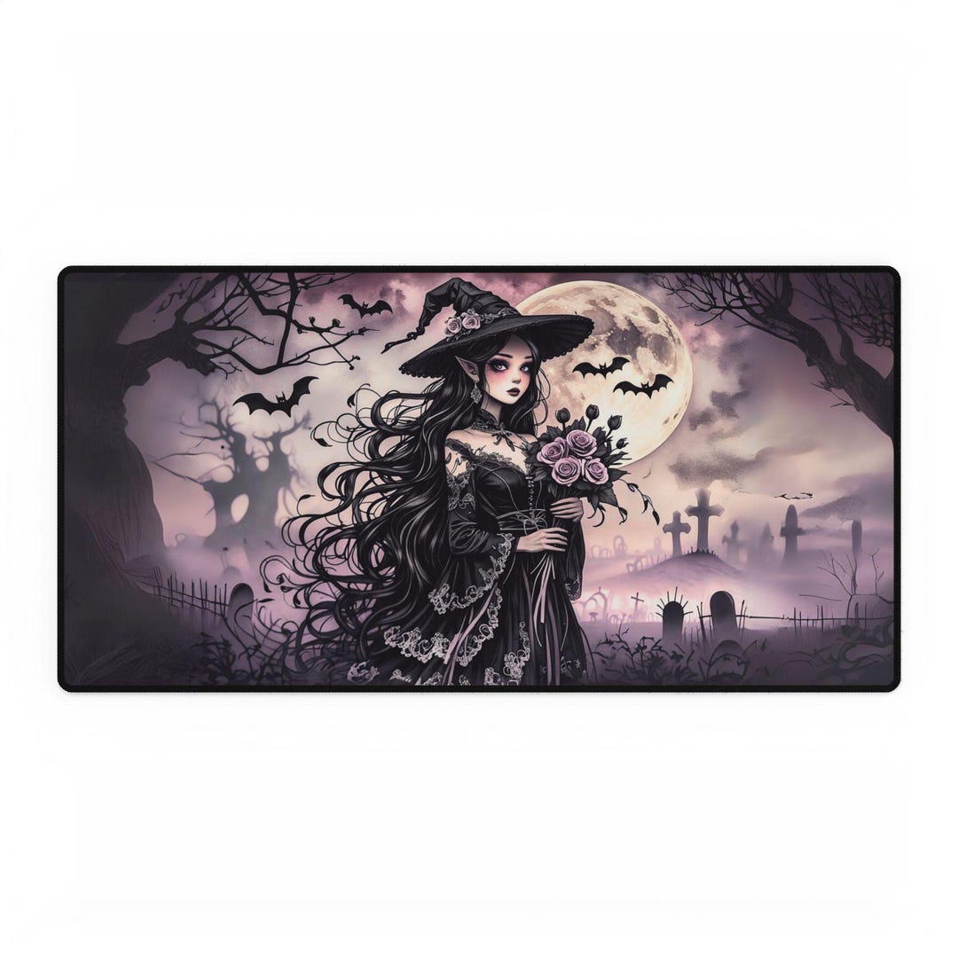 Gothic Witch Desk Mat: Elegant Halloween Office Decor - Etsy