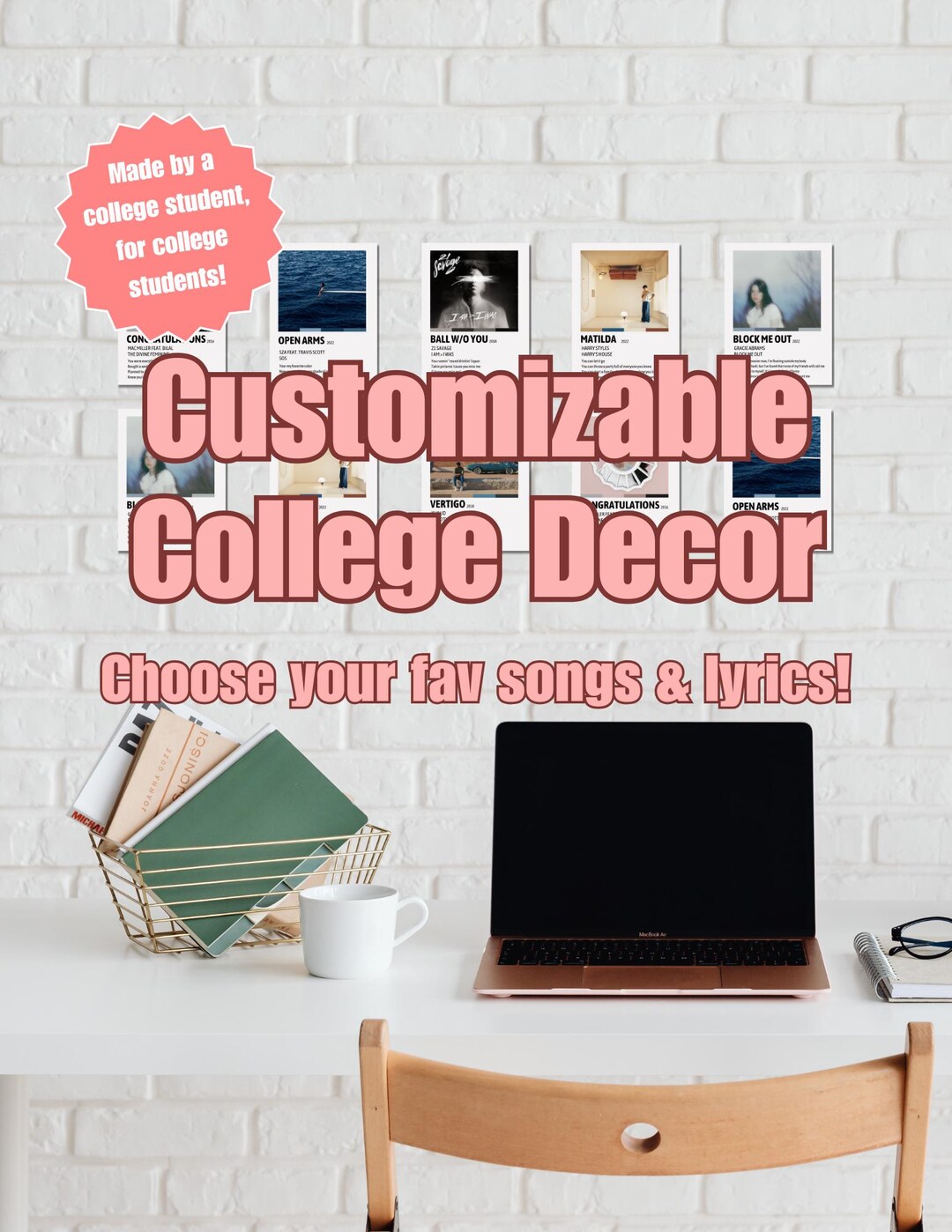 Customizable Favorite Song and Lyrics Music Poster for College Students ...