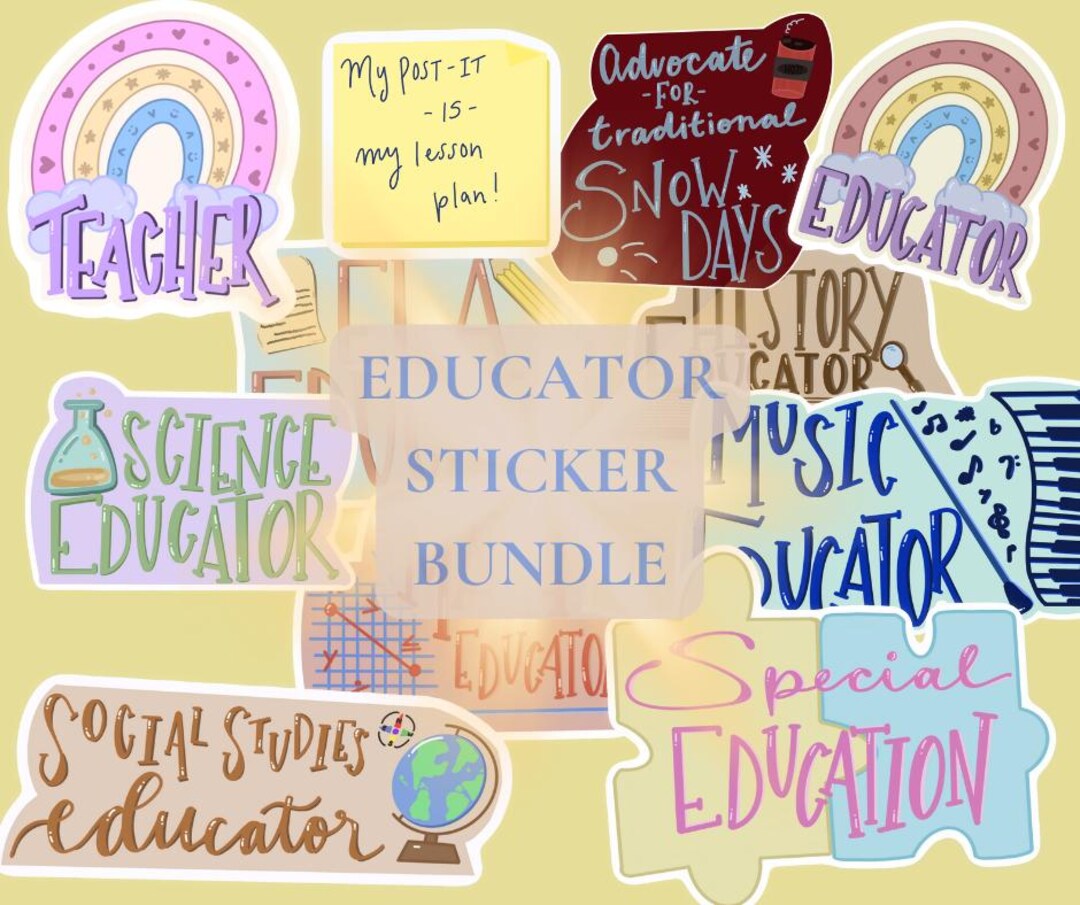 Teacher / Educator Stickers Bundle, Math, ELA, Music, Science, History ...